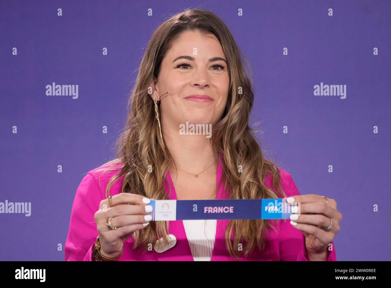 Canadian soccer player Stephanie Labbe draws France during the draw for ...