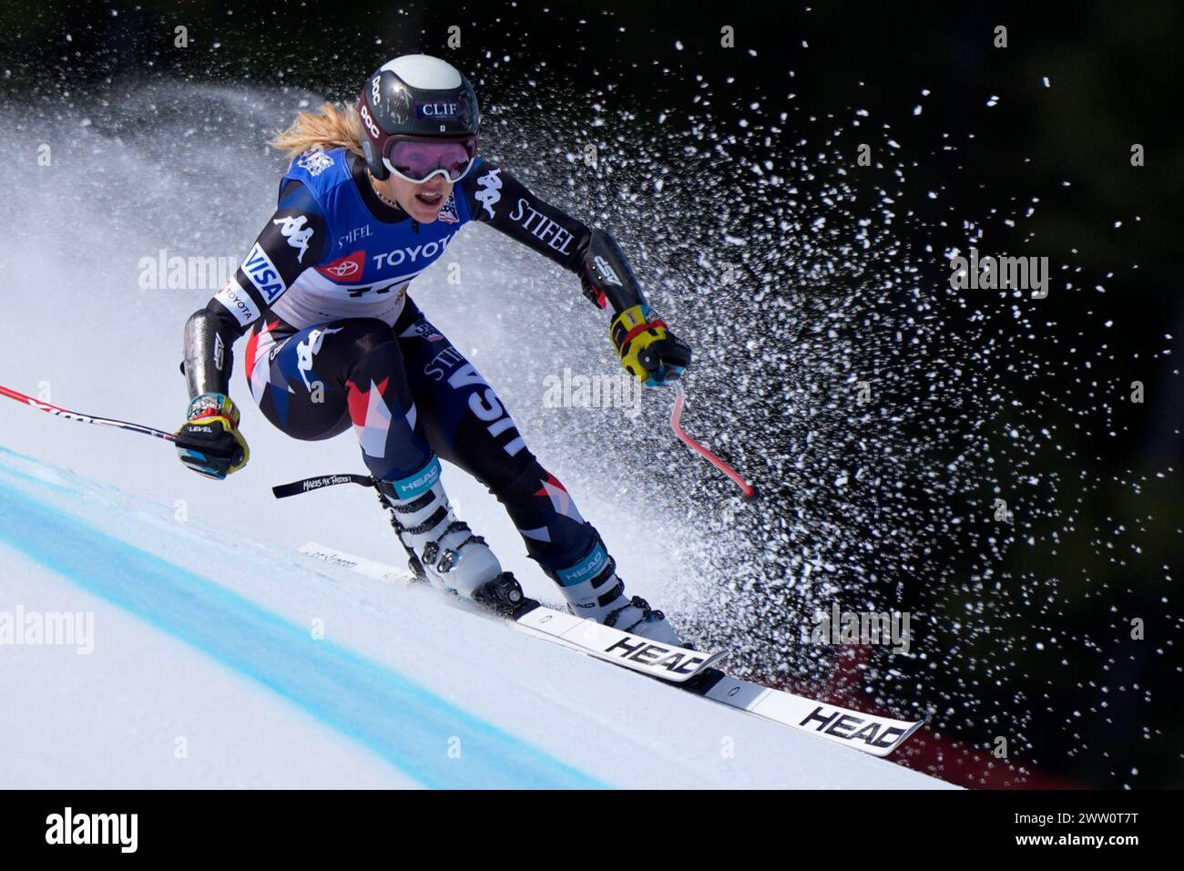 Tricia Mangan competes during a women's super-G skiing race, Wednesday ...