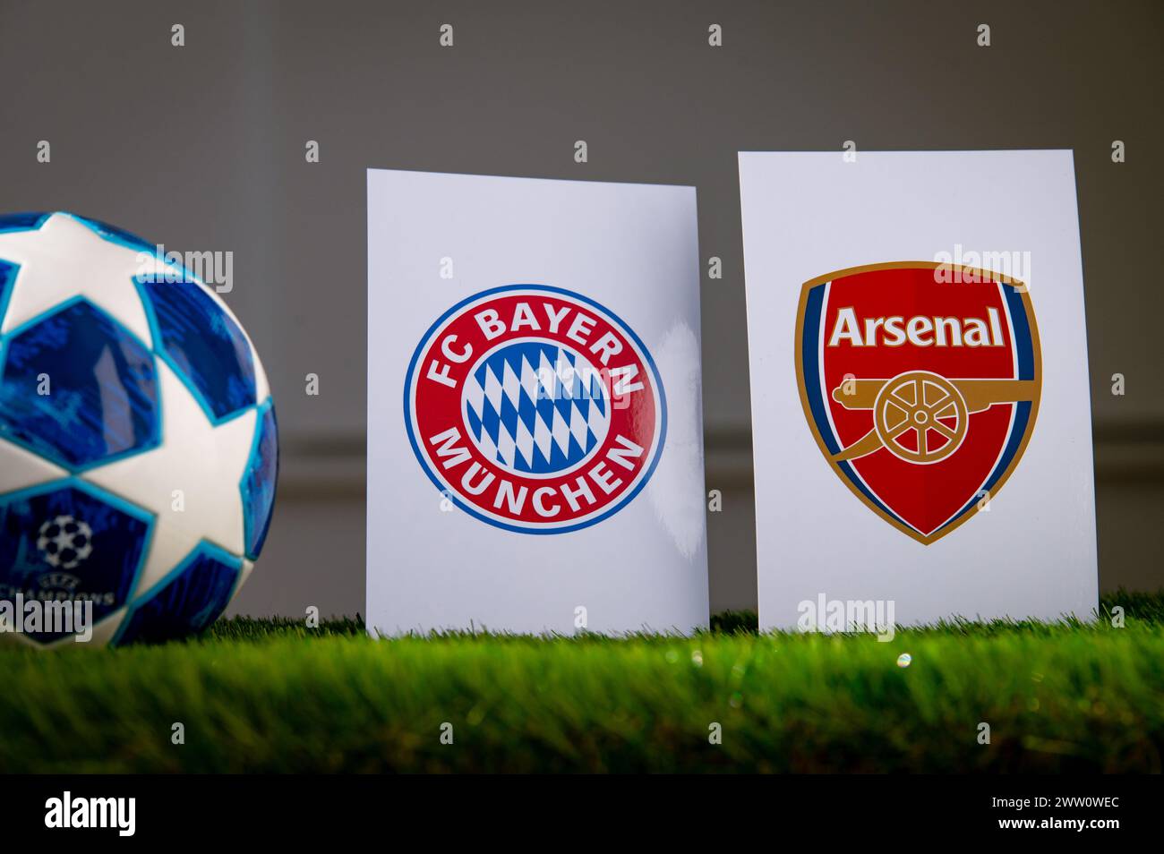 PARIS, FRANCE, MARCH. 16. 2024: Arsenal F.C. (ENG) vs. Bayern Munich ...