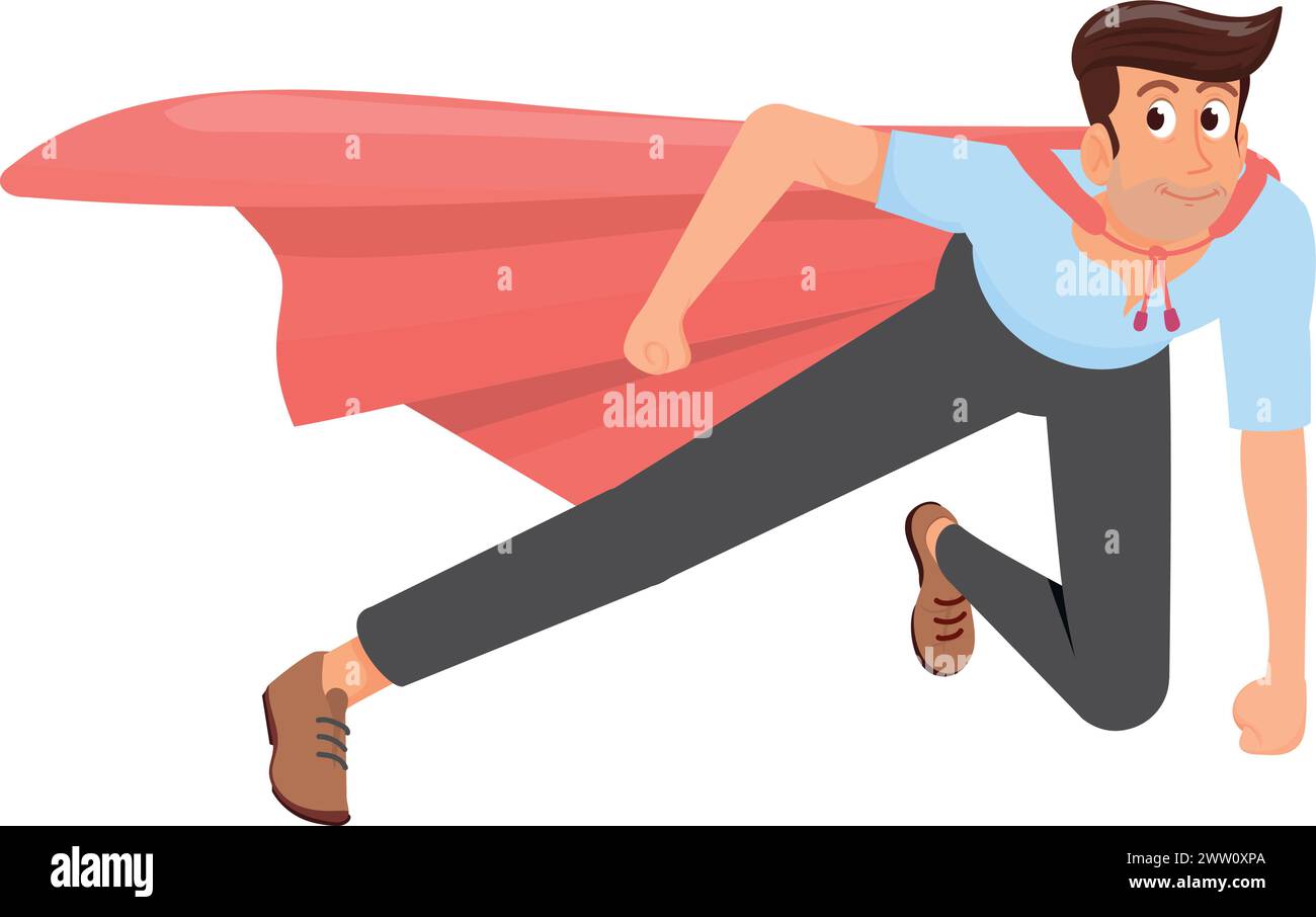 Confident business character in red cape. Young powerful man Stock ...