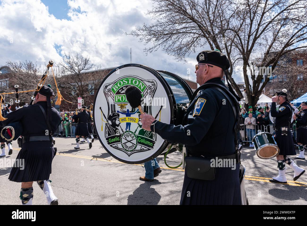 Boston Police Gaelic Column of Pipes & Drums leading the 2024 South ...