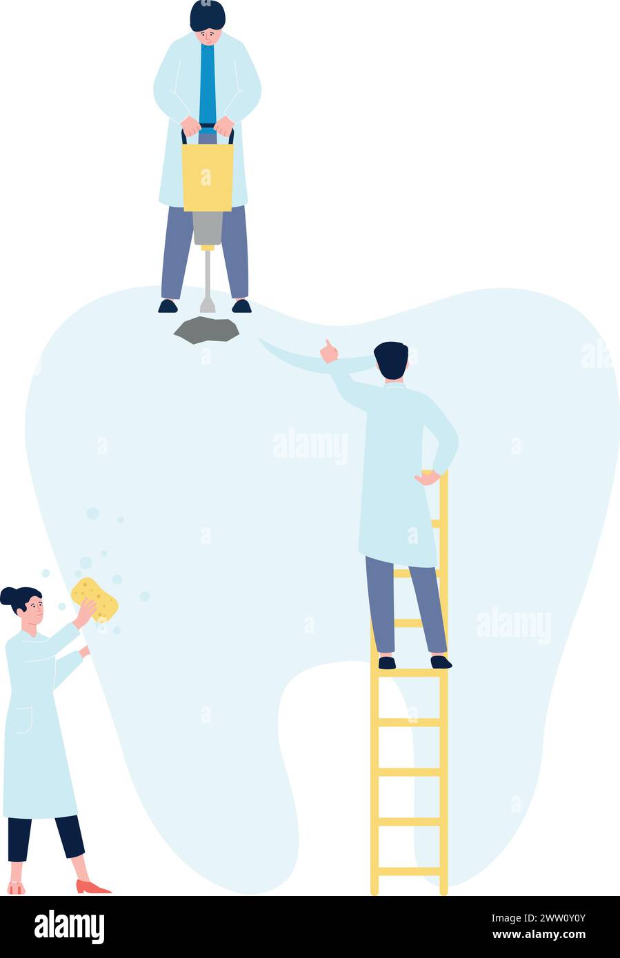 Dental treatment illustration. Doctors repairing broken tooth Stock ...