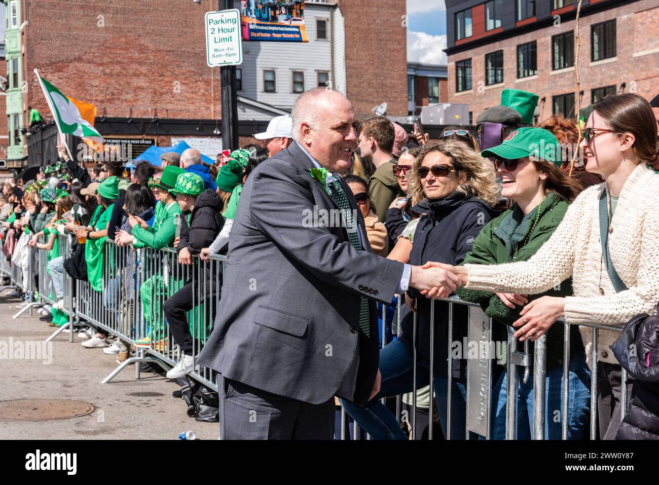 Boston City Councilor Ed Flynn, shaking hands with the crowd at the ...