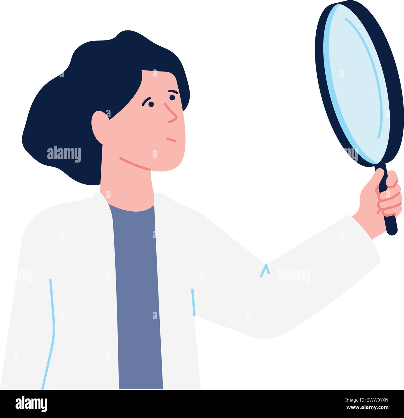 Female scientist with magnifying glass. Lab research icon Stock Vector ...