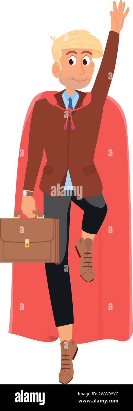 Businessman with superpower. Red cape person with briefcase Stock ...