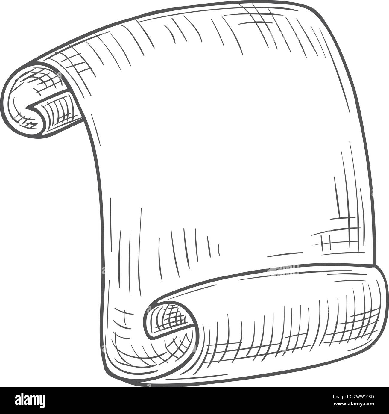 Paper scroll sketch. Vintage engraving blank element Stock Vector Image ...