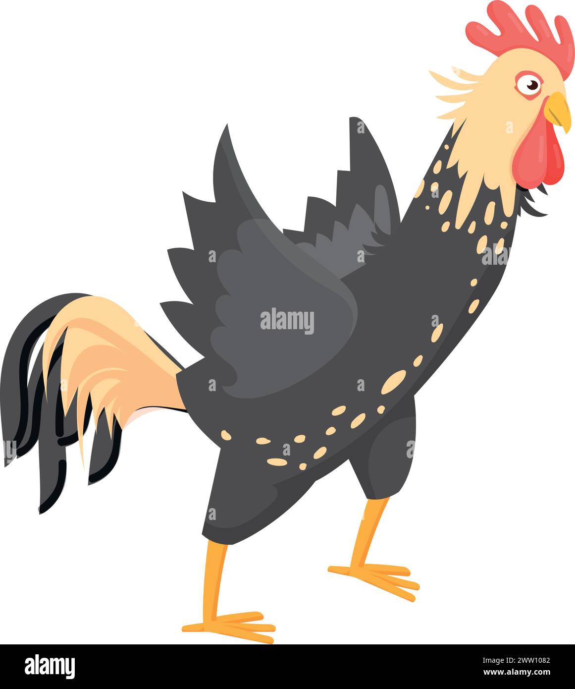 Black rooster icon. Cartoon farm bird character Stock Vector Image ...