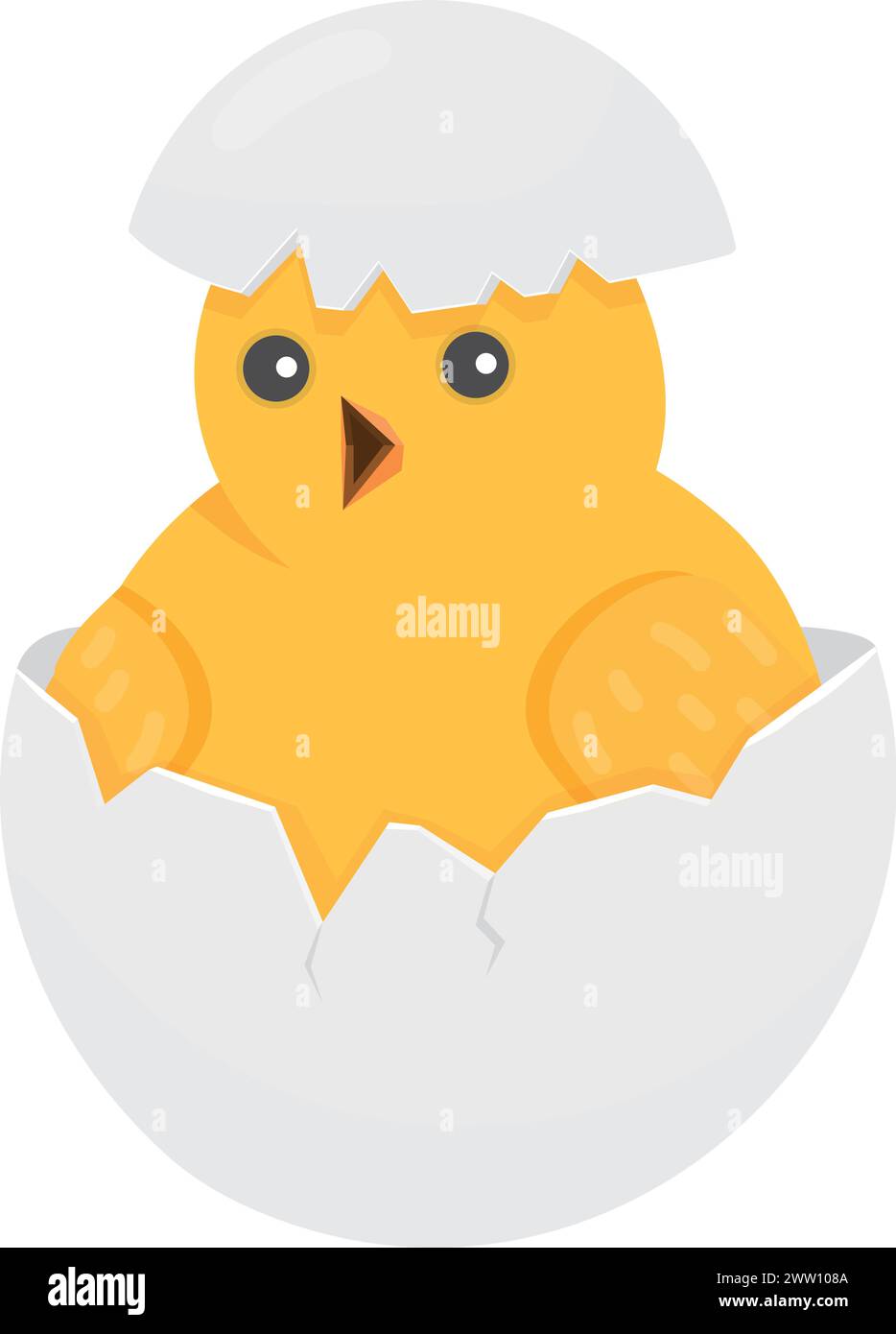 Hatching chick in broken egg. Chicken birth icon Stock Vector Image ...