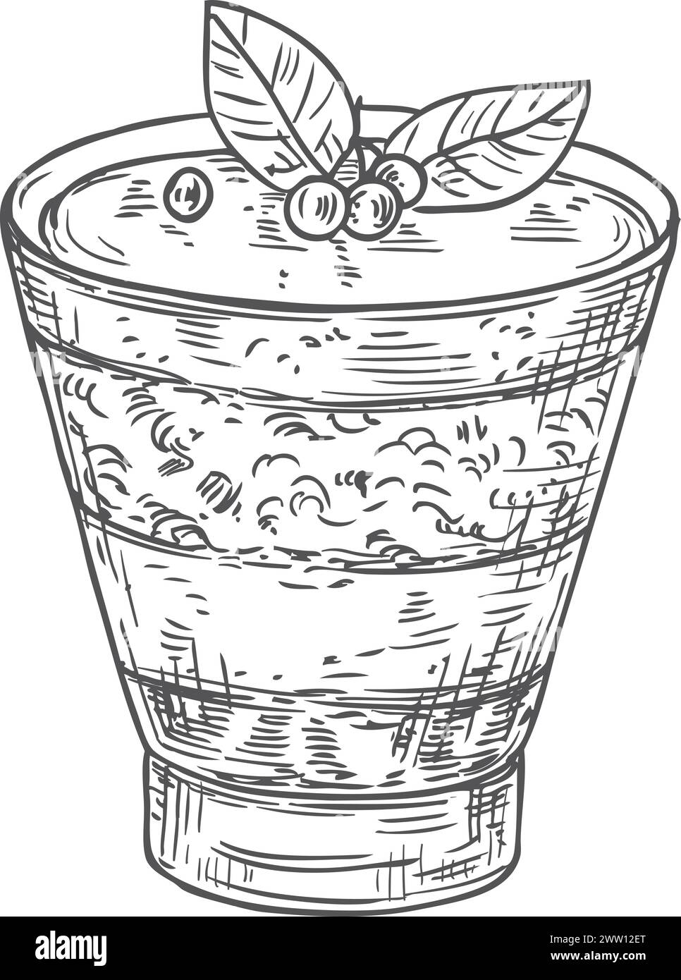 Sweet dessert in glass sketch. Parfait menu drawing Stock Vector Image ...