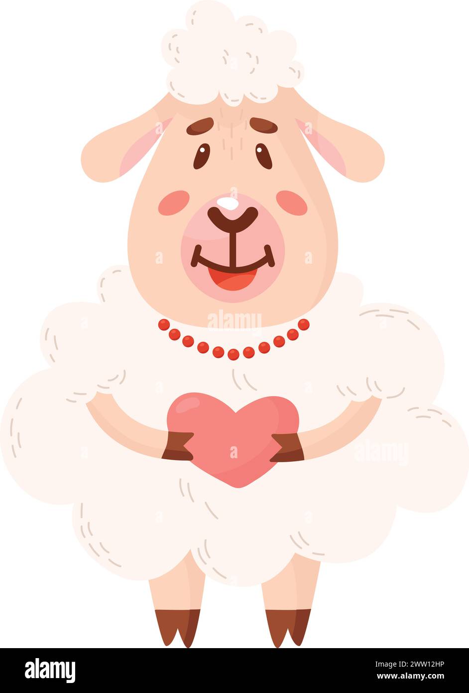 Romantic lamb character hold heart. Cute sheep Stock Vector Image & Art ...