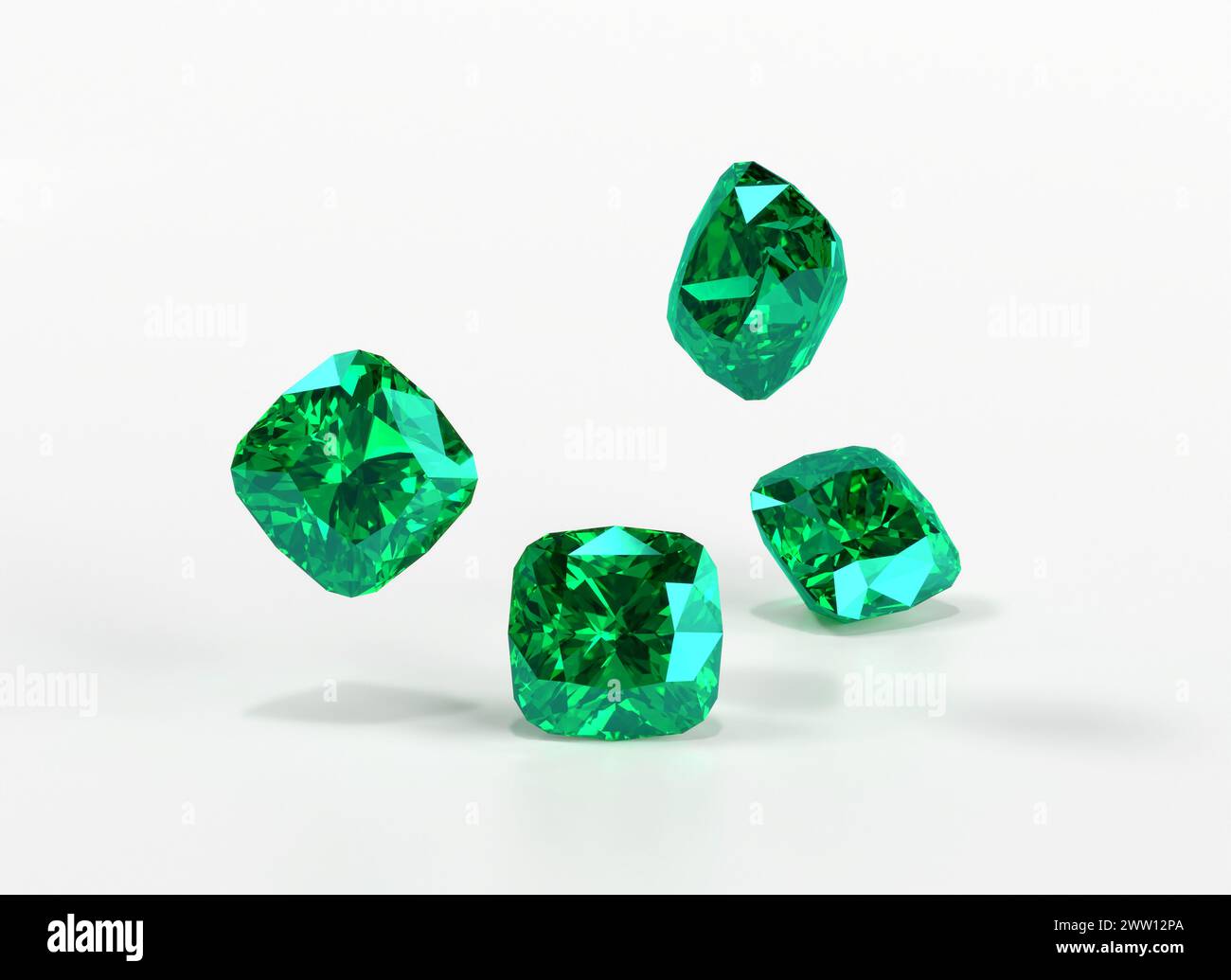 Green emerald diamond isolated on white background 3d rendering Stock ...