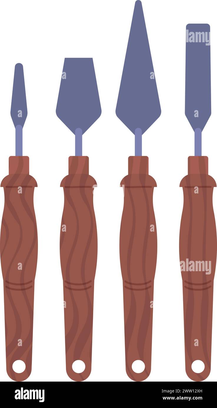 Painting knives set. Various oil artist tools Stock Vector Image & Art ...