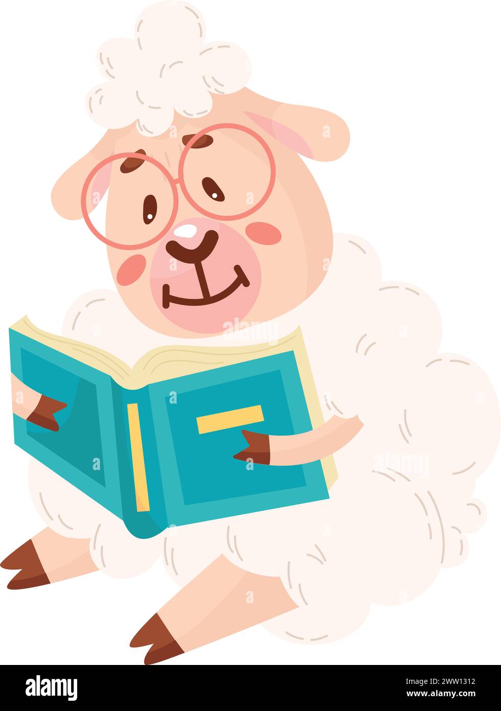 Cute lamb reading book. Funny sheep animal Stock Vector Image & Art - Alamy