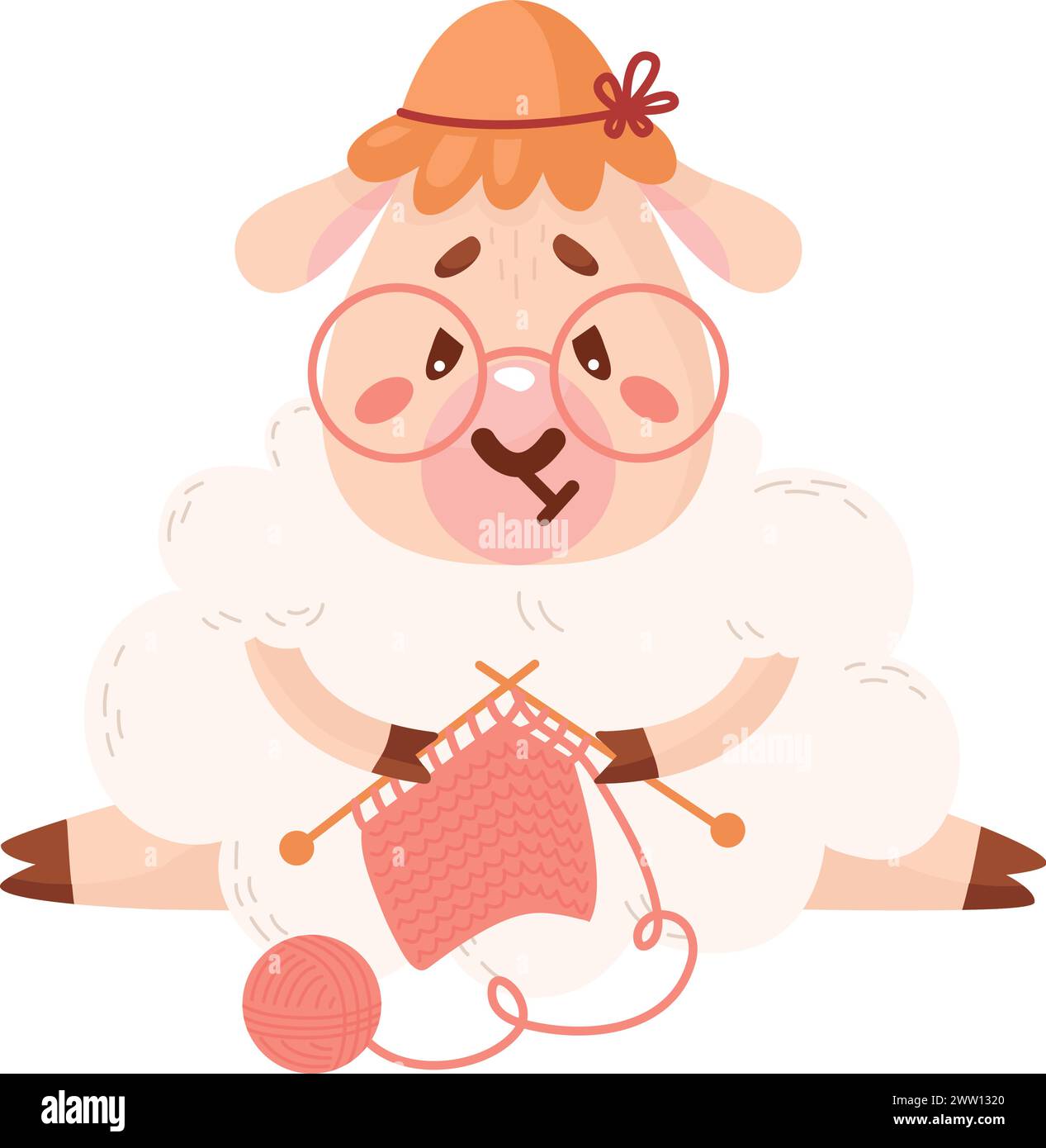Cute sheep knitting. Funny sheep color character Stock Vector Image ...