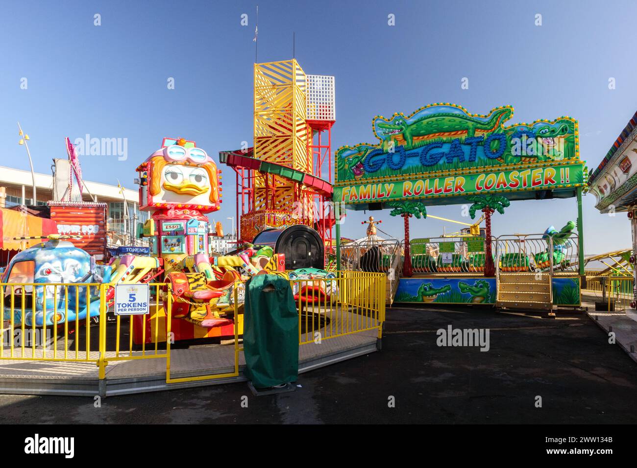Amusements at Bayside Fun Park in Bridlington, Yorkshire, UK Stock ...