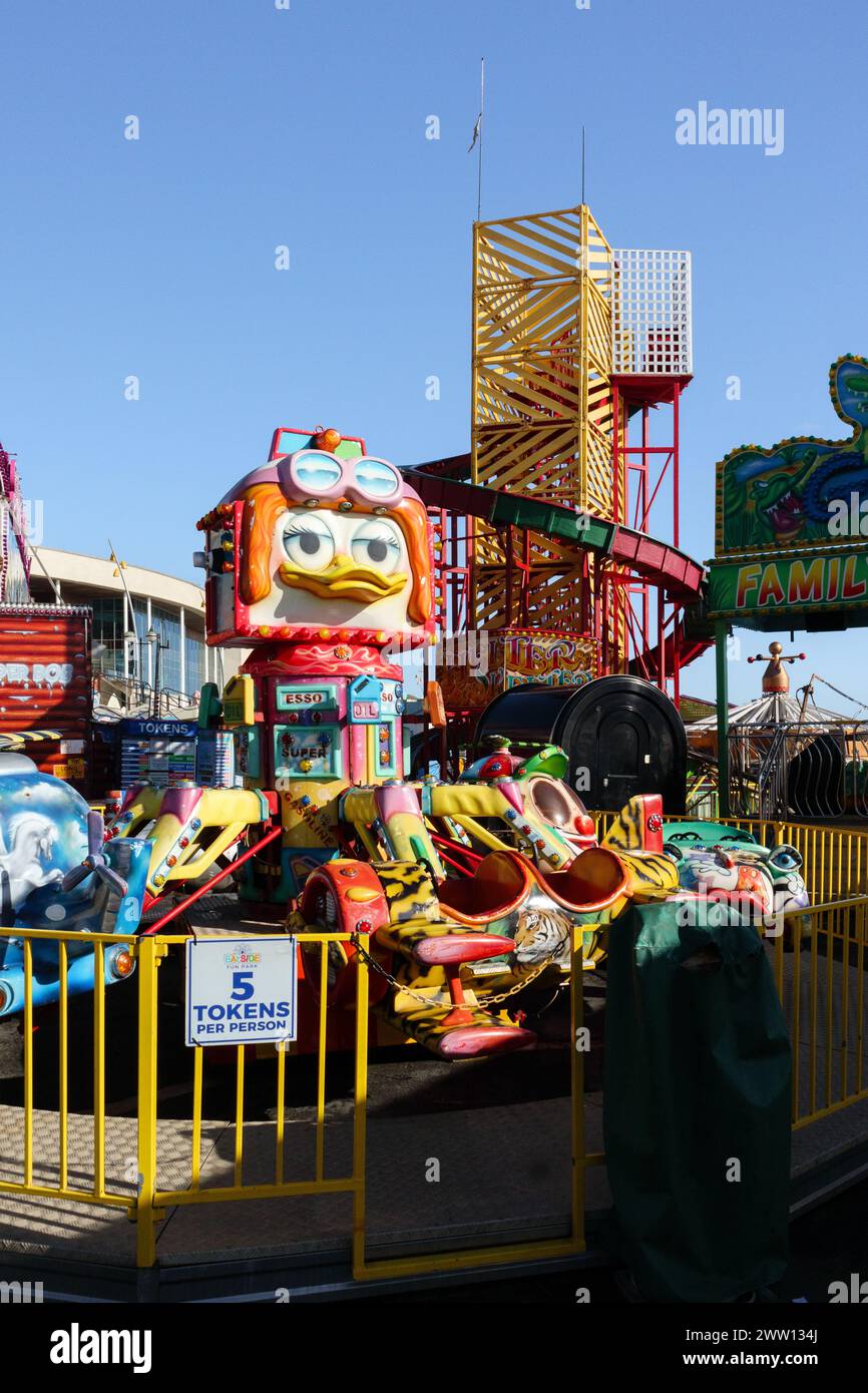 Amusements at Bayside Fun Park in Bridlington, Yorkshire, UK Stock ...