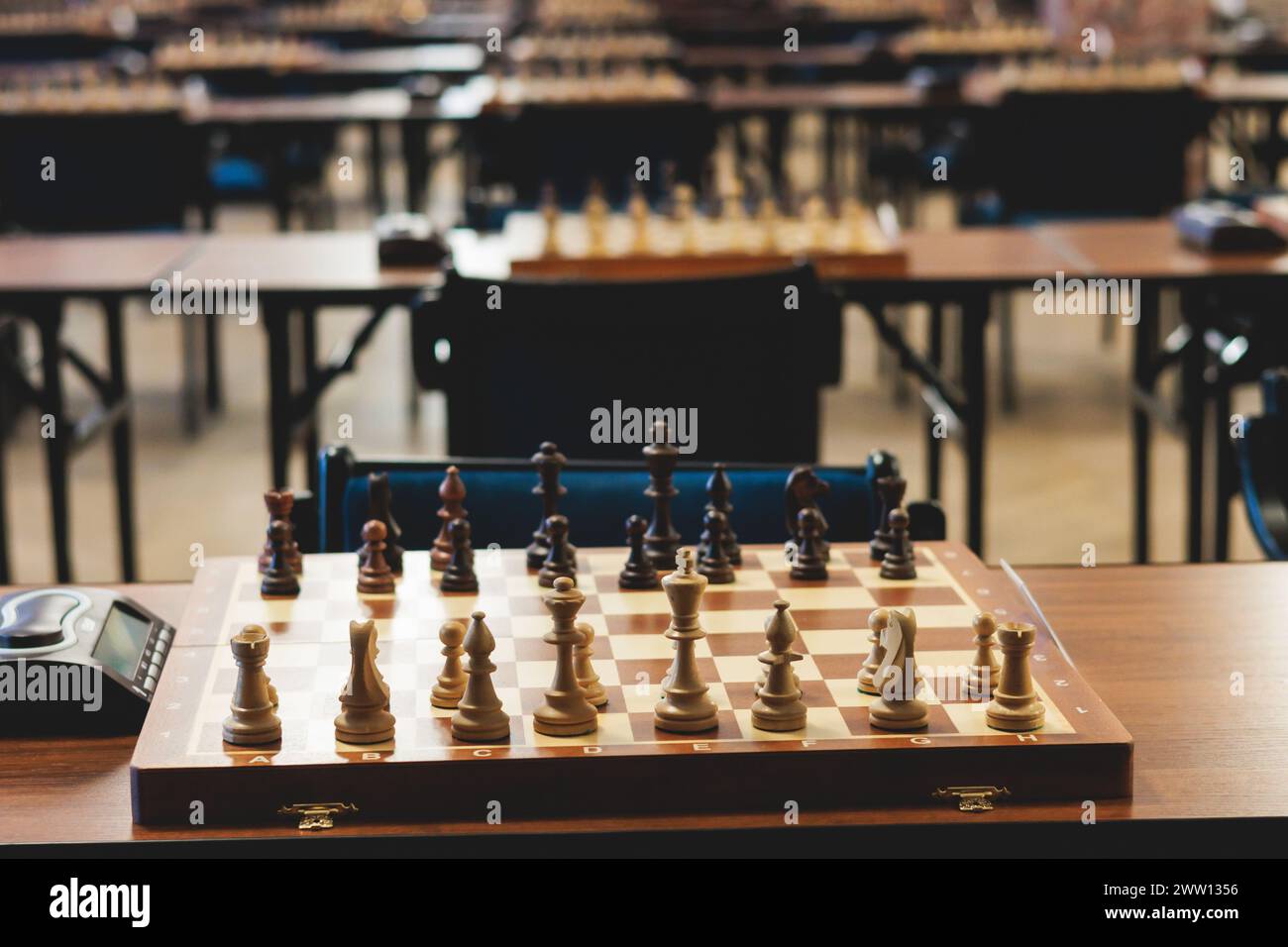 Chess tournament, kids and adults participate in chess match game ...