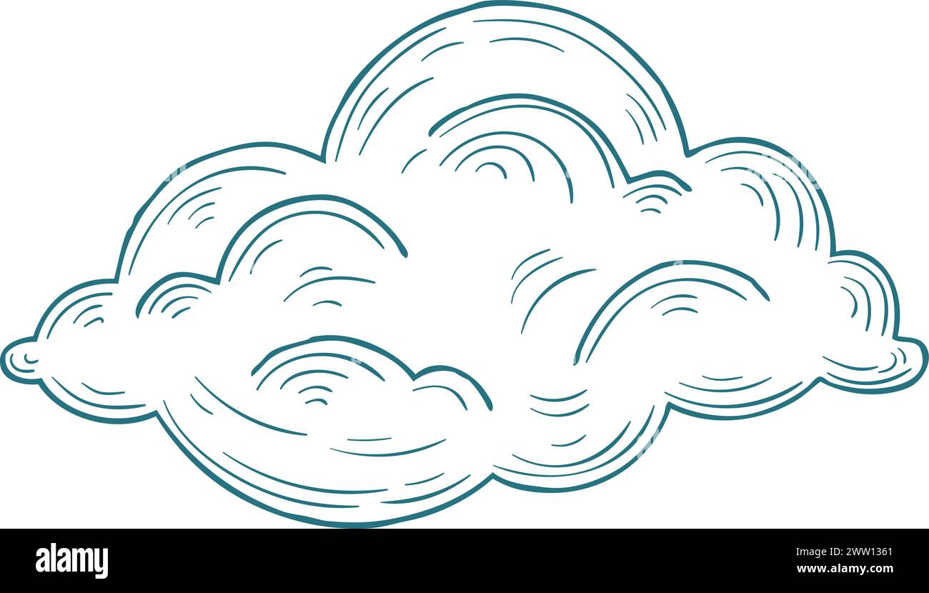 Fluffy cloud icon. Hand drawn sky element Stock Vector Image & Art - Alamy