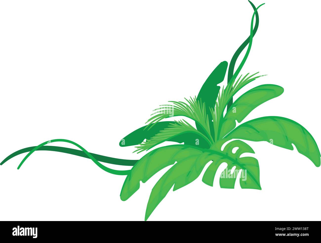 Green tropical corner. Exotic floral border decoration Stock Vector ...