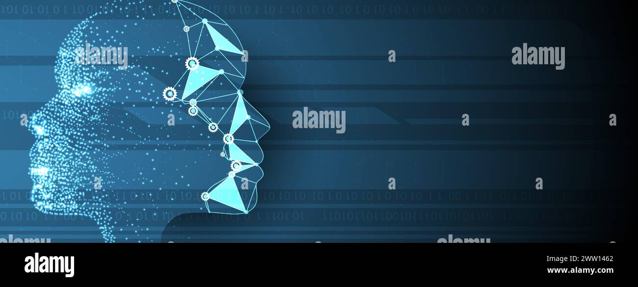 Abstract Artificial intelligence. Cloud computing. Machine learning. Technology web background ...