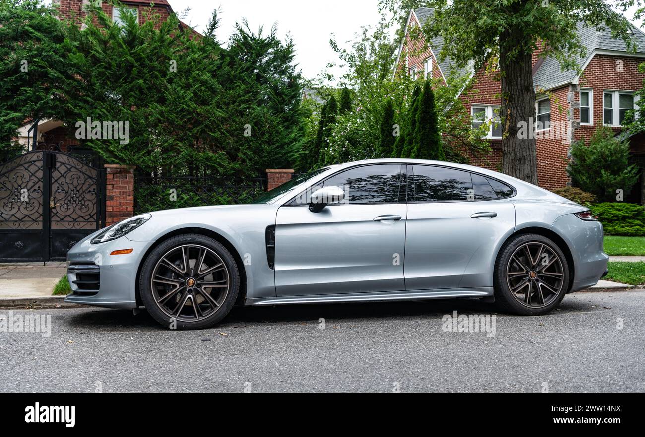 New York City, USA - August 26, 2023: Porsche Panamera sportscar car ...