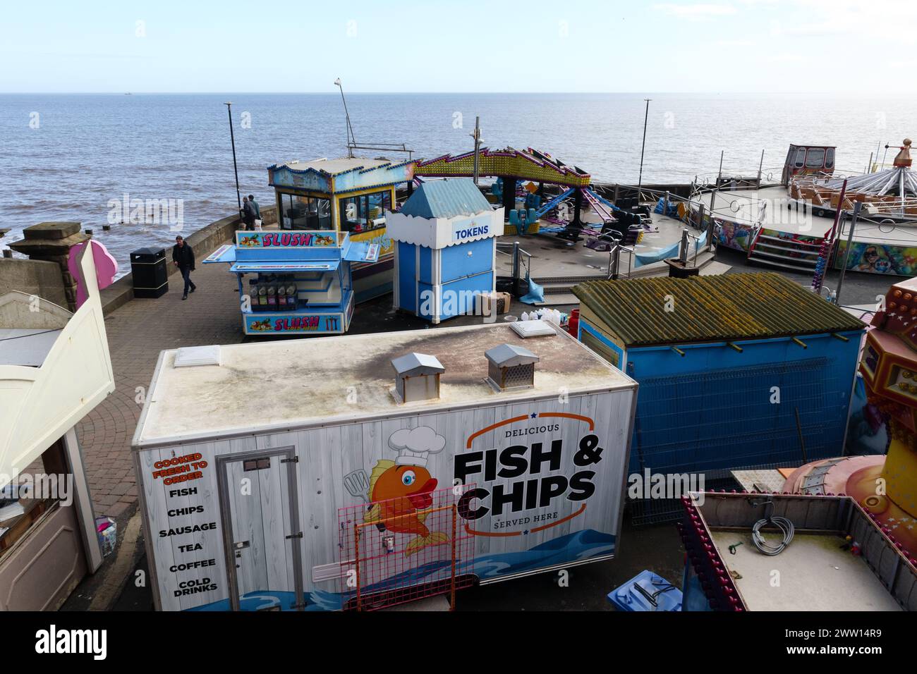 Overlooking the amusements at Bayside Fun Park in Bridlington ...