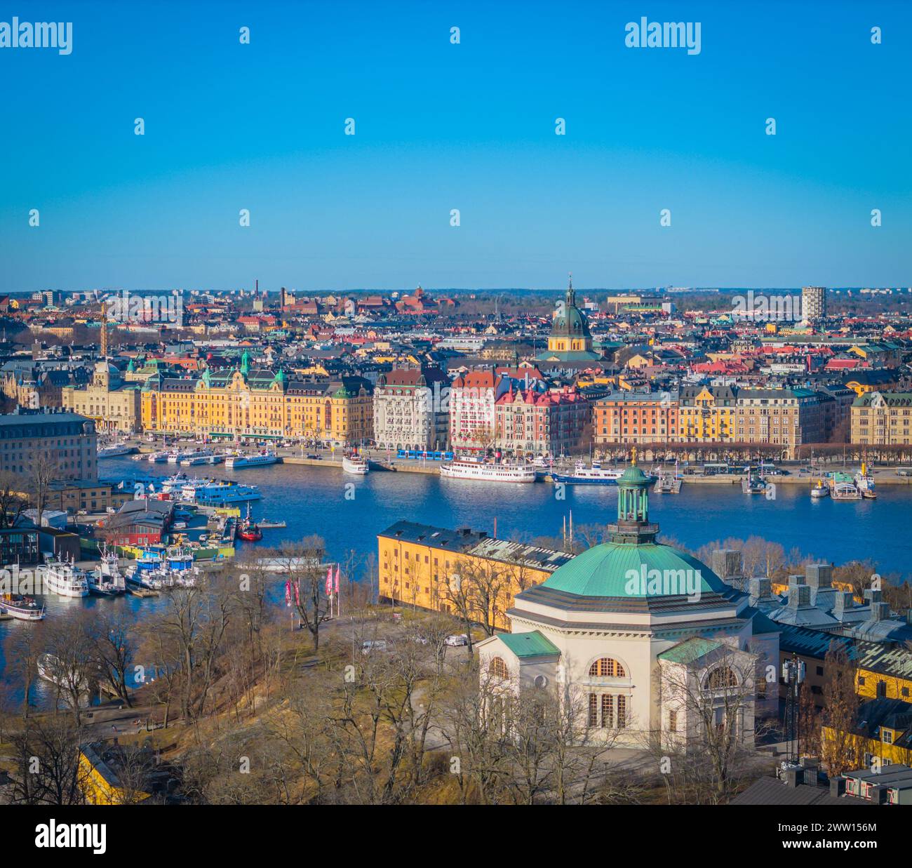 Eric Ericsonhallen in front of Ostermalm coastline. Stockholm old town ...
