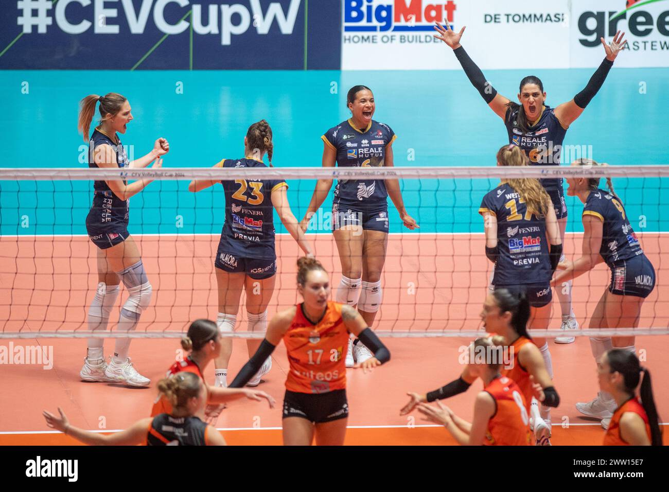 Chieri 76 celebrates during the CEV Volleyball Cup return final match ...