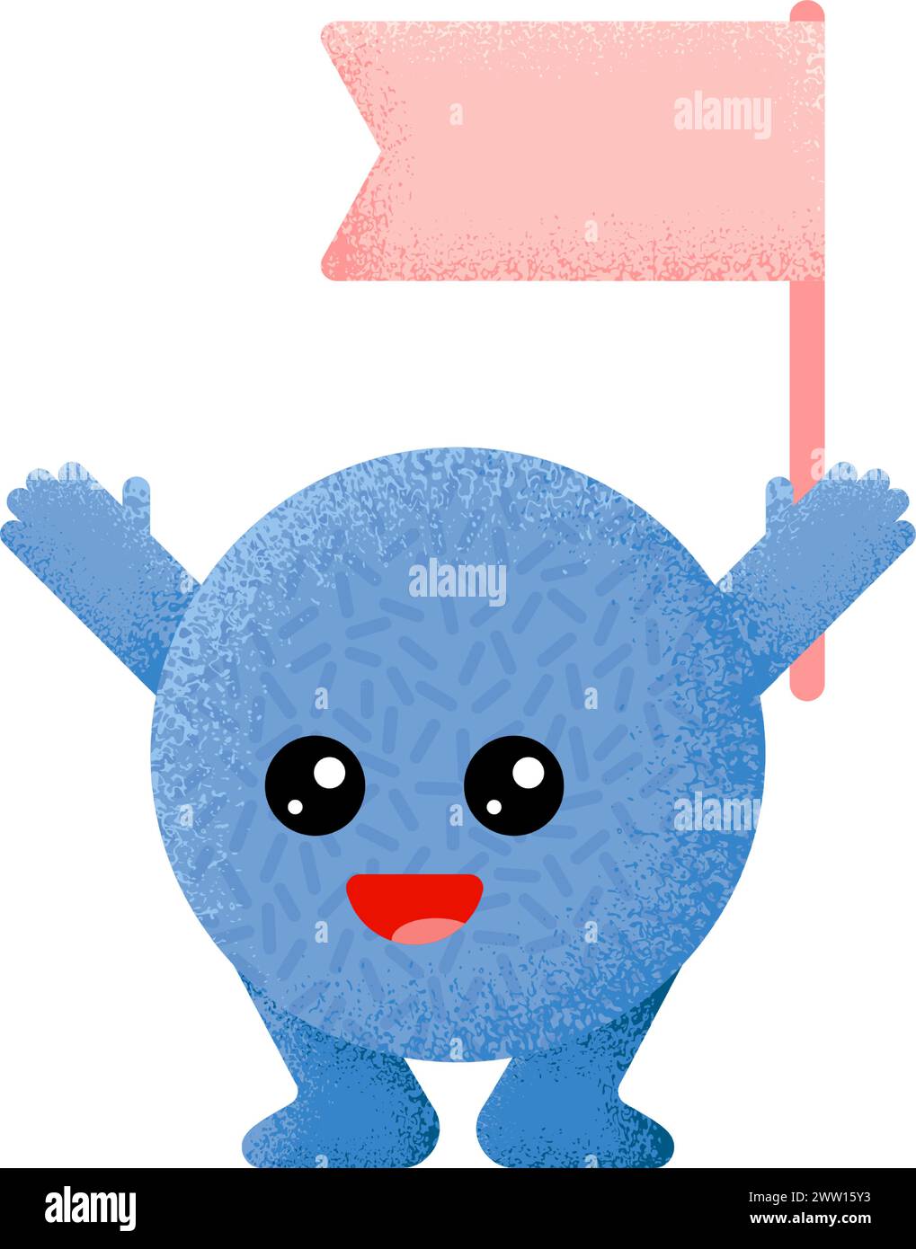 Round blue kid mascot. Textured trendy decoration Stock Vector Image ...