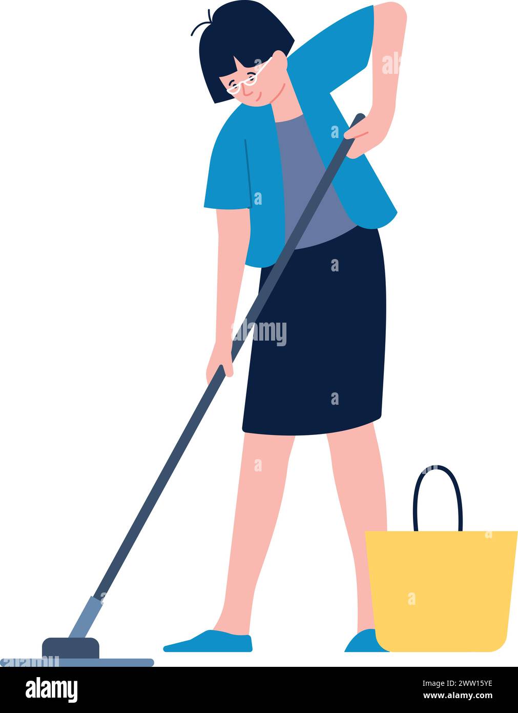 Woman mopping floor Stock Vector Images - Alamy