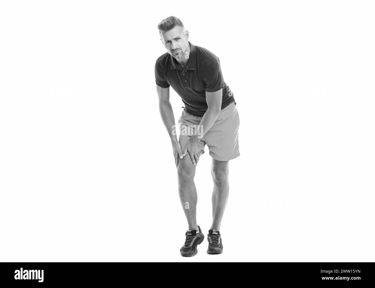 man runner after muscle injury during sport race. soccer player man ...