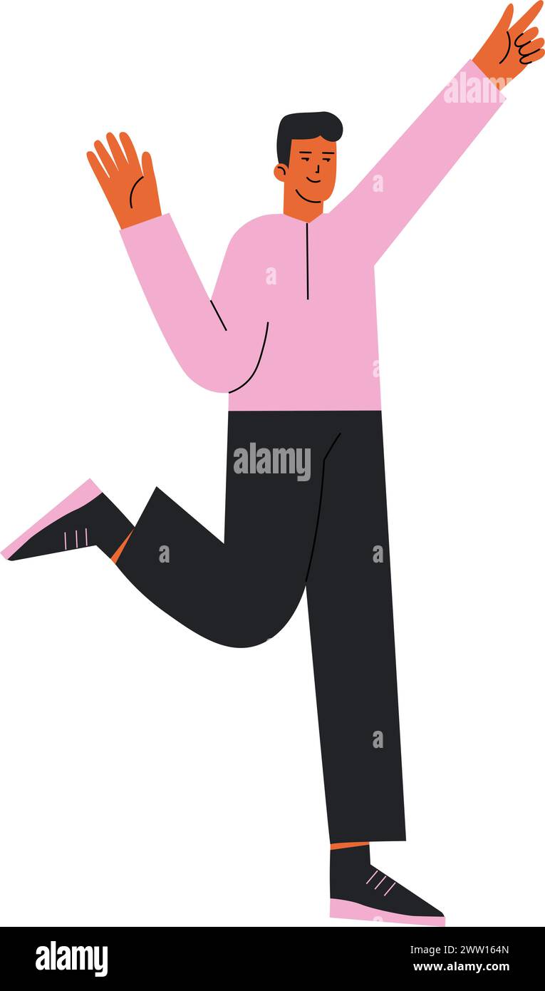 Joyful man. Young happy character. Jumping person Stock Vector Image ...