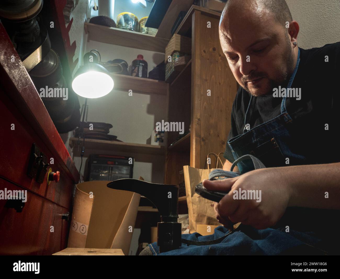 Traditional leather making process handmade hi-res stock photography ...
