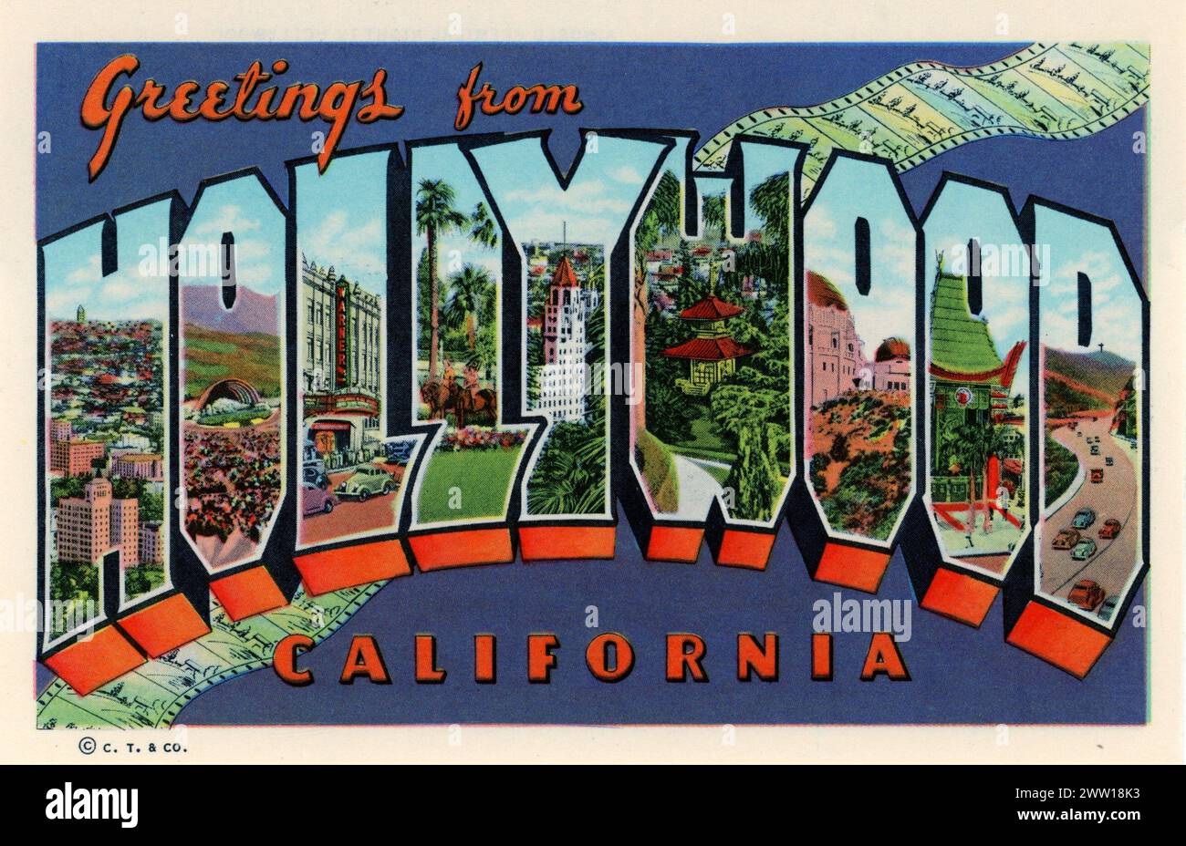 Greetings from hollywood postcard hi-res stock photography and images ...
