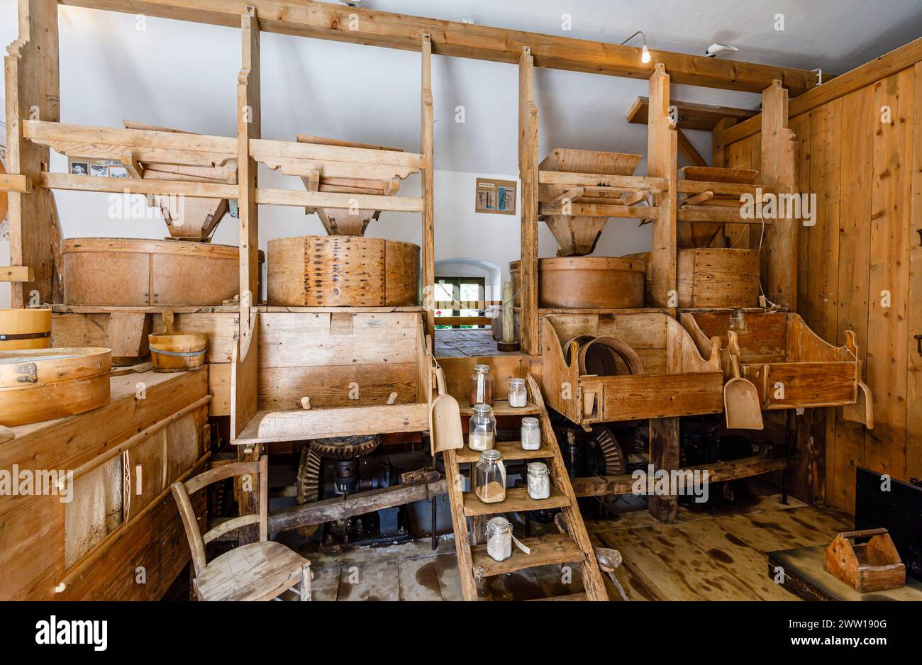 The interior of the historic Modrijan Homestead and Mill museum in Park ...
