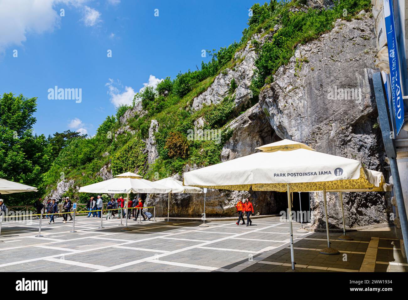 Entrance to Postojnska Jama (Postojna Cave Park), an iconic limestone ...
