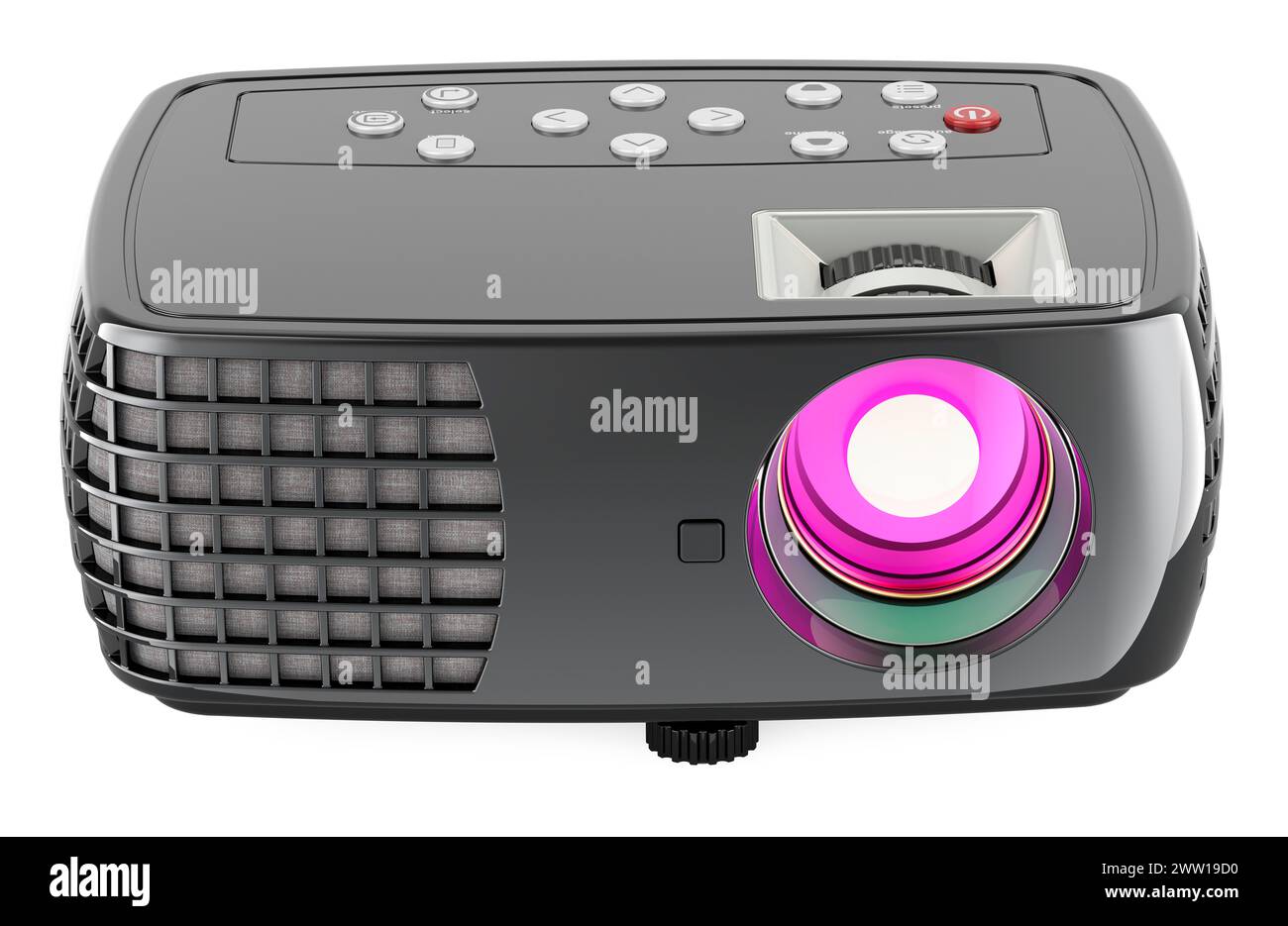 Black Projector, closeup. 3D rendering isolated on white background ...