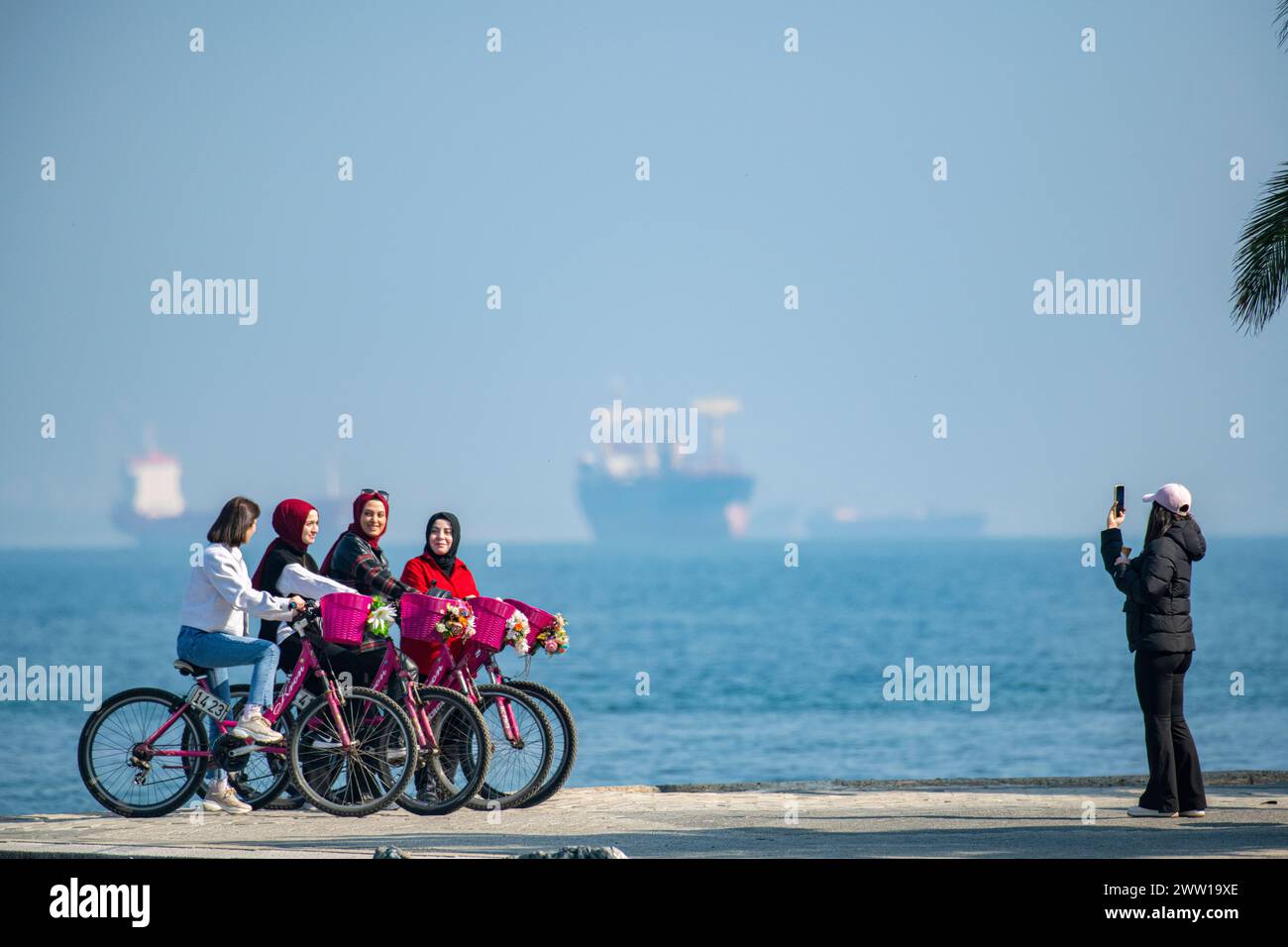 Muslim girls enjoy the sunshine on Princes Island, an archipelago near ...