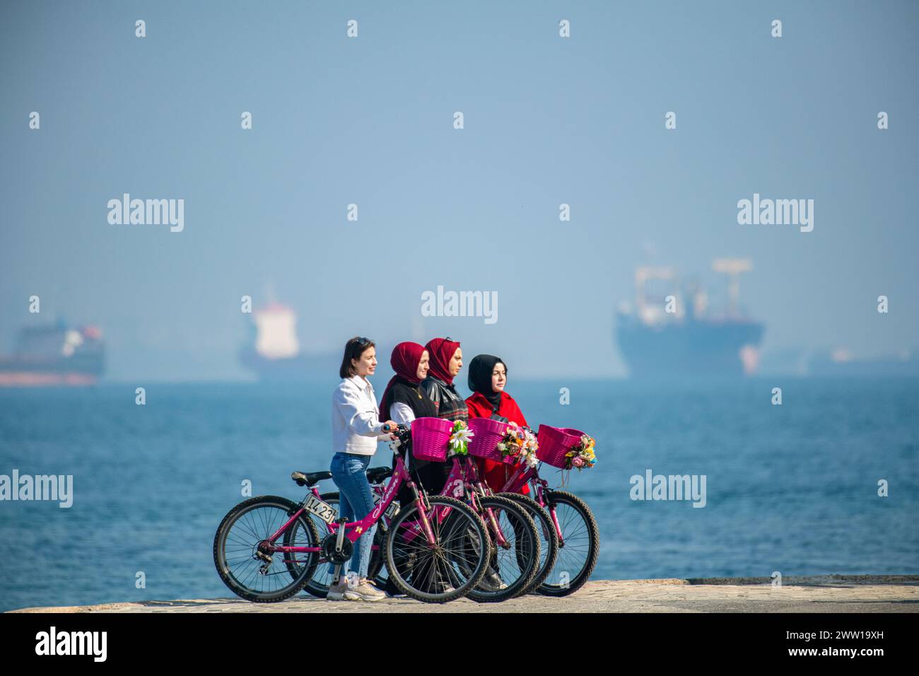 Muslim girls enjoy the sunshine on Princes Island, an archipelago near ...