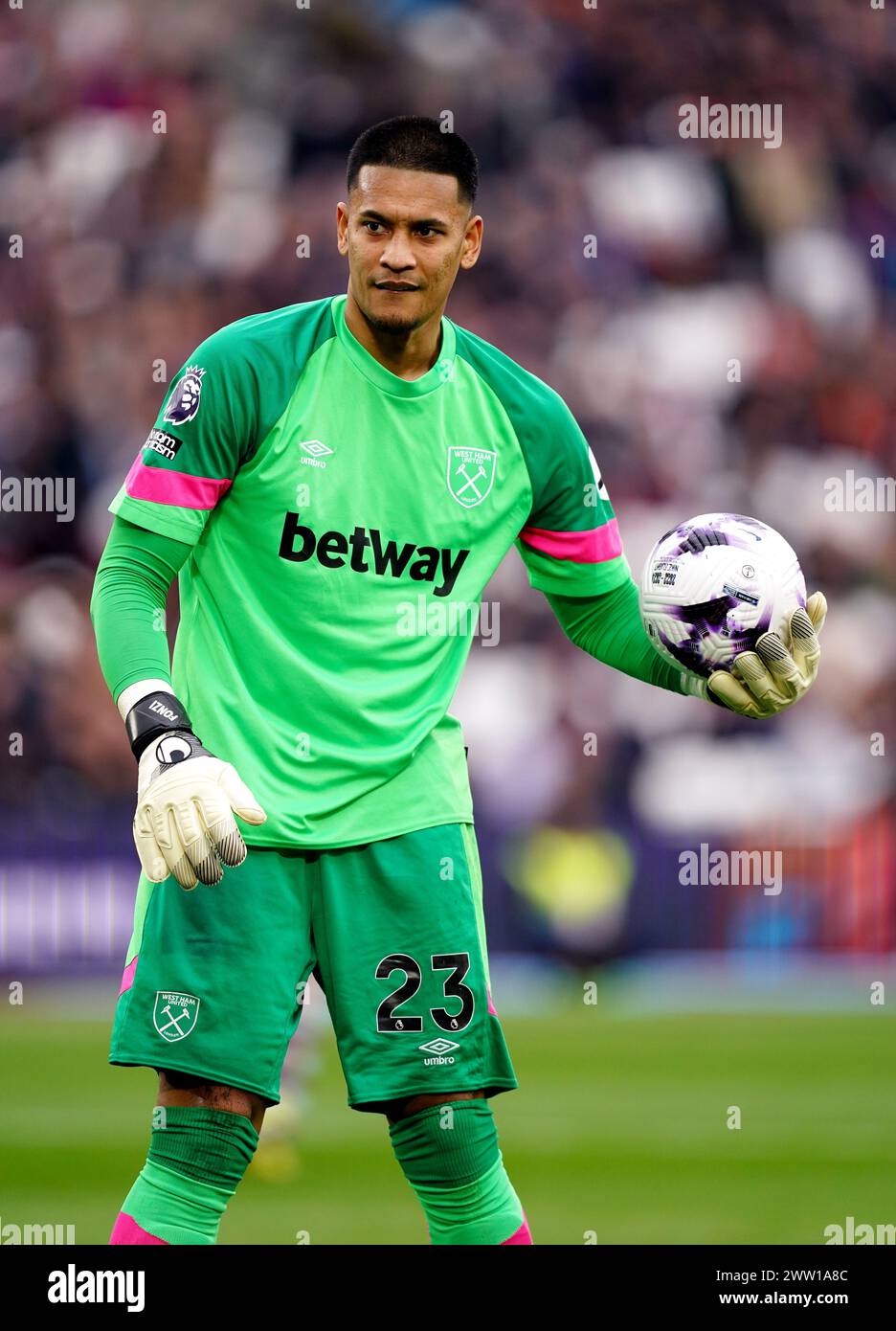 West Ham United goalkeeper Alphonse Areola during the Premier League ...