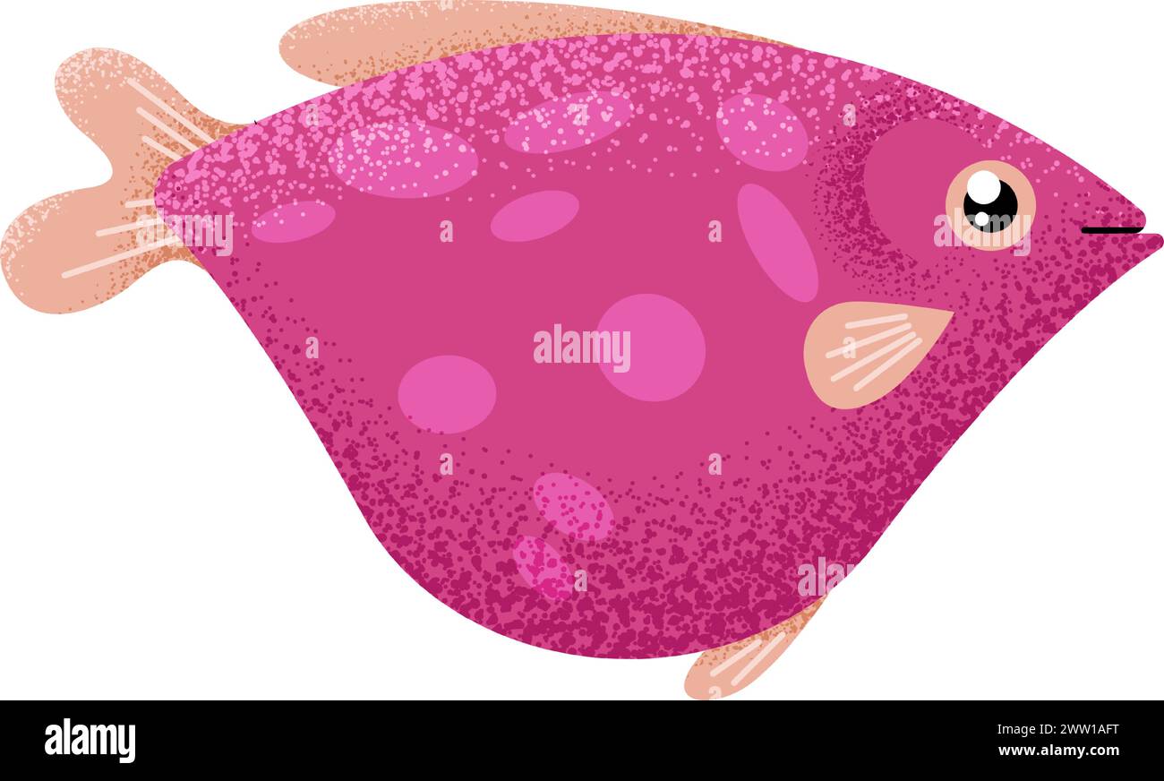 Pink tropical fish. Cute animal in textured style Stock Vector Image ...