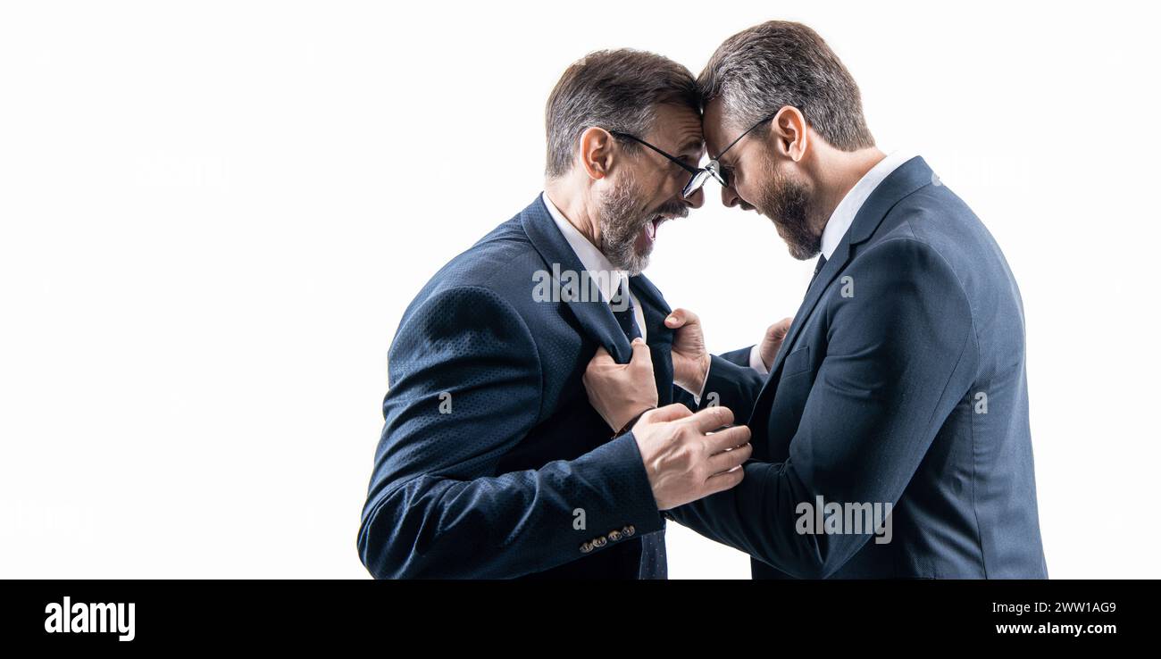 businessmen having conflict fight in business. fighting between boss ...