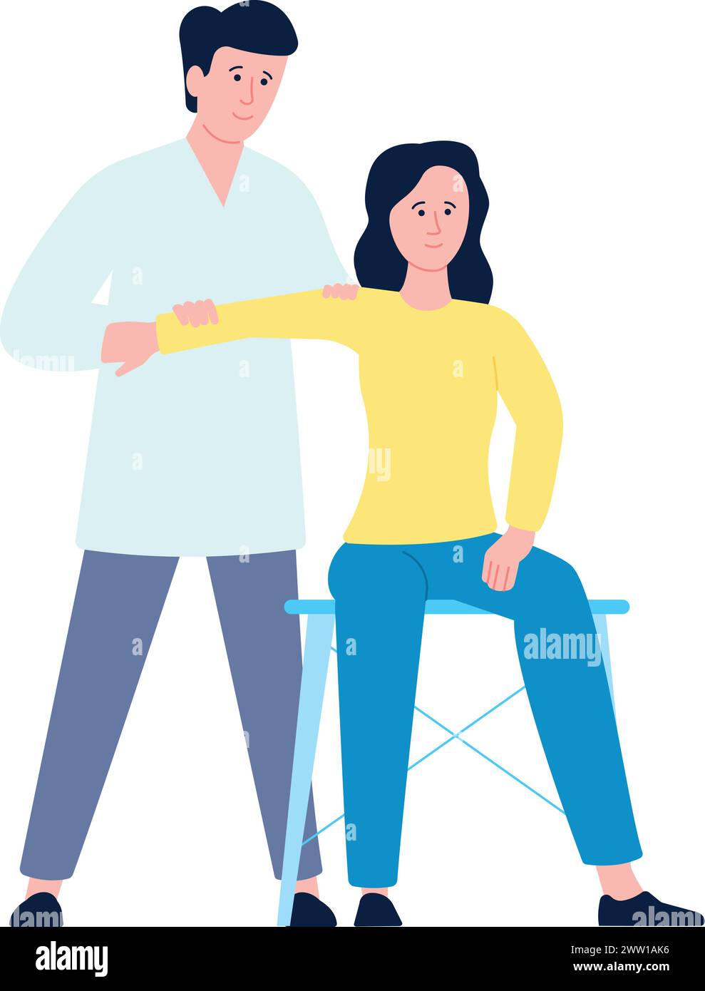 Physiotherapist check patient arm strength. Medical exam Stock Vector ...