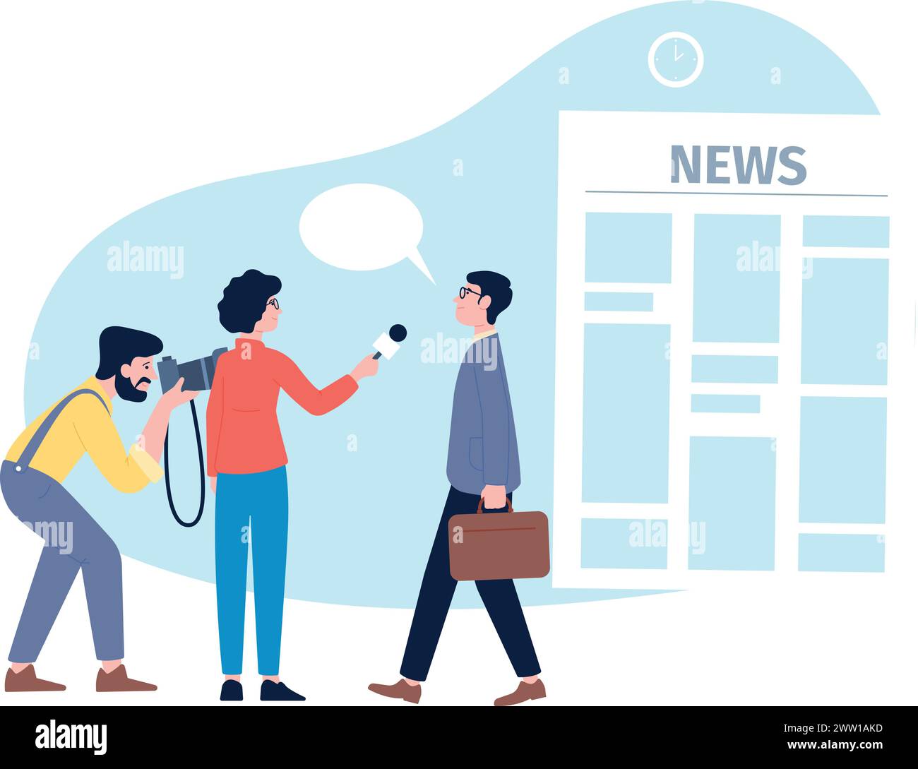 Newspaper reporters asking questions. Tv correspondent interview Stock Vector Image & Art - Alamy