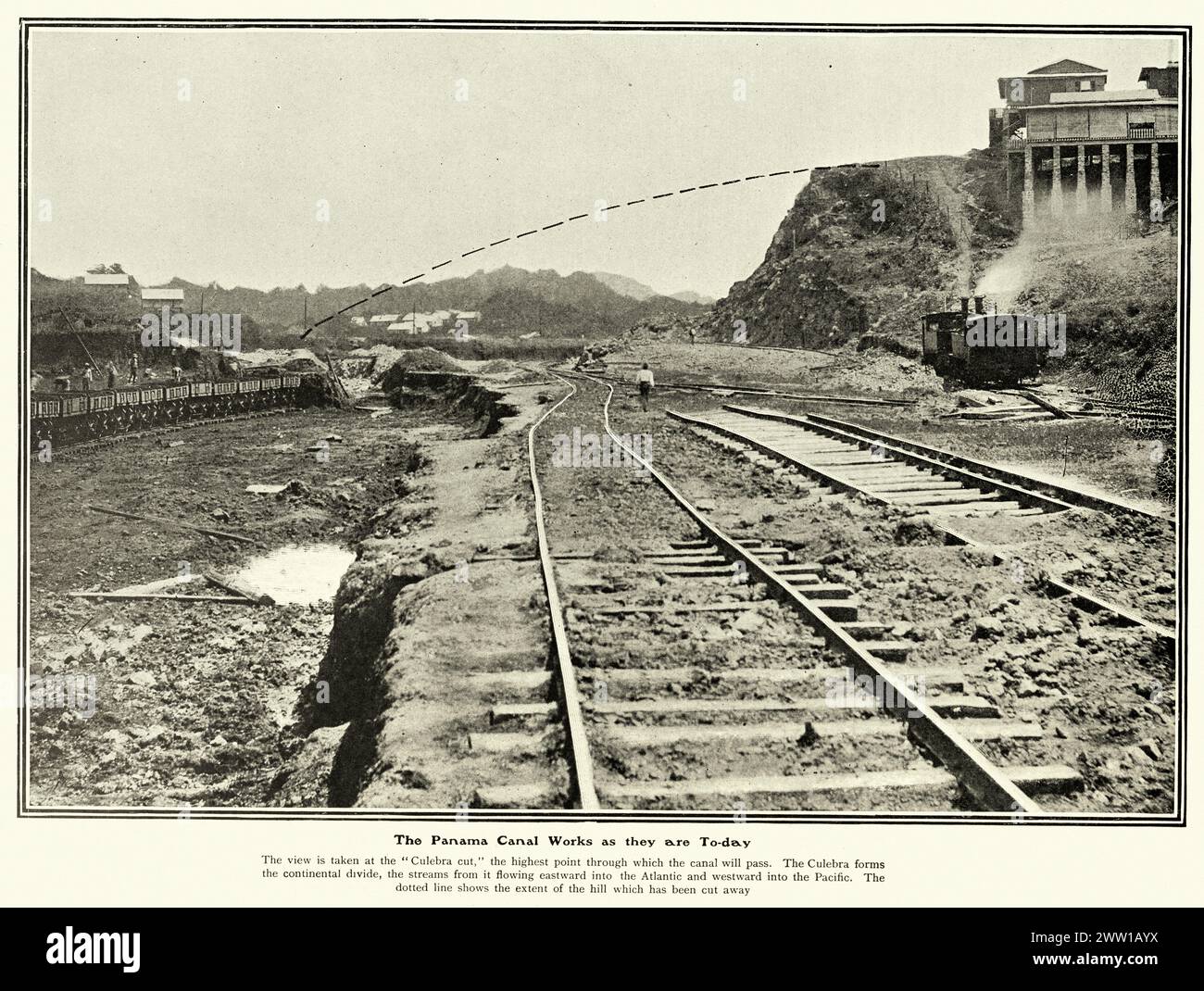 Vintage photograph of Construction of the Panama Canal, Culebra cut ...