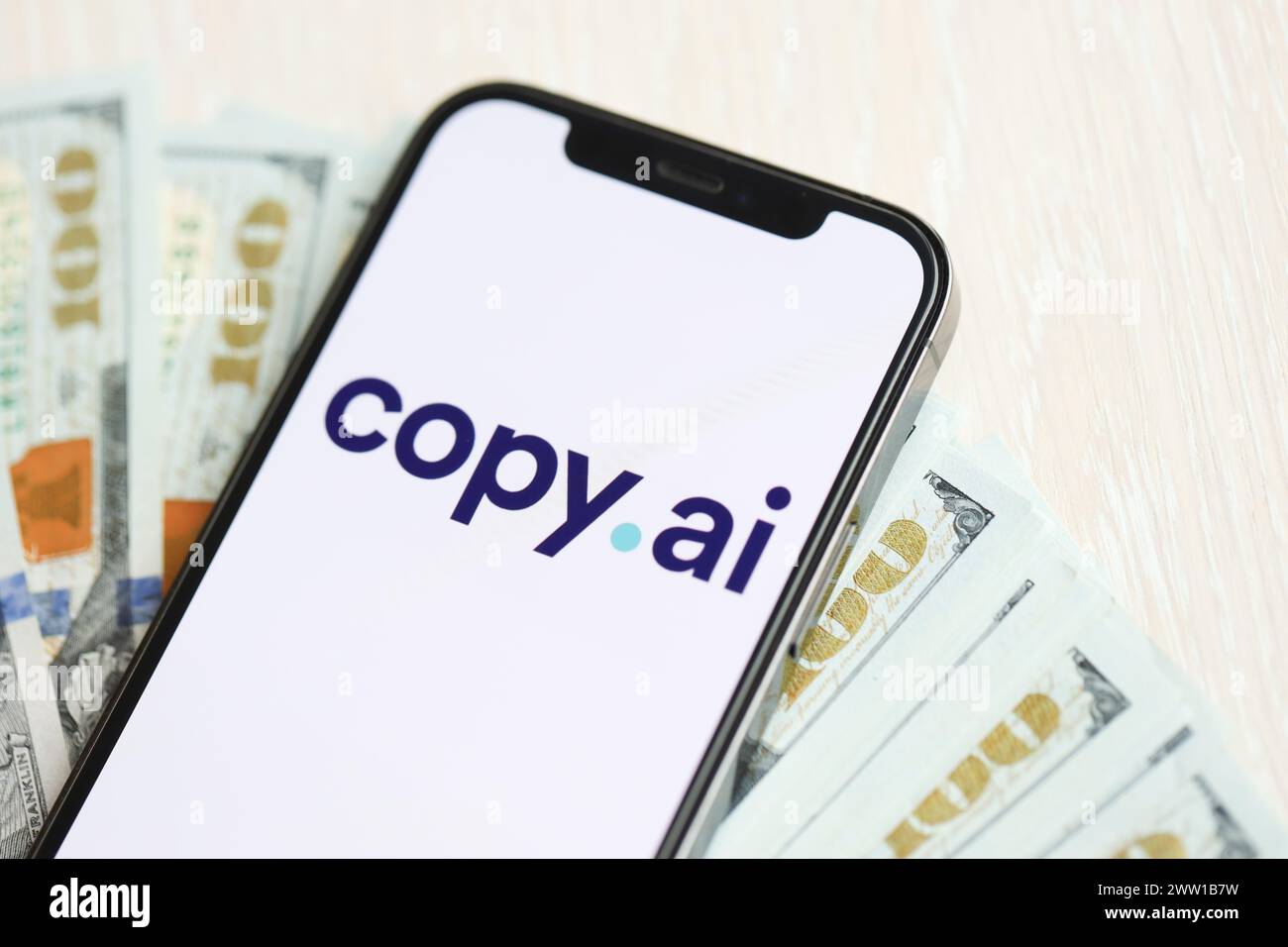 KYIV, UKRAINE - MARCH 17, 2024 CopyAI logo on iPhone display screen ...