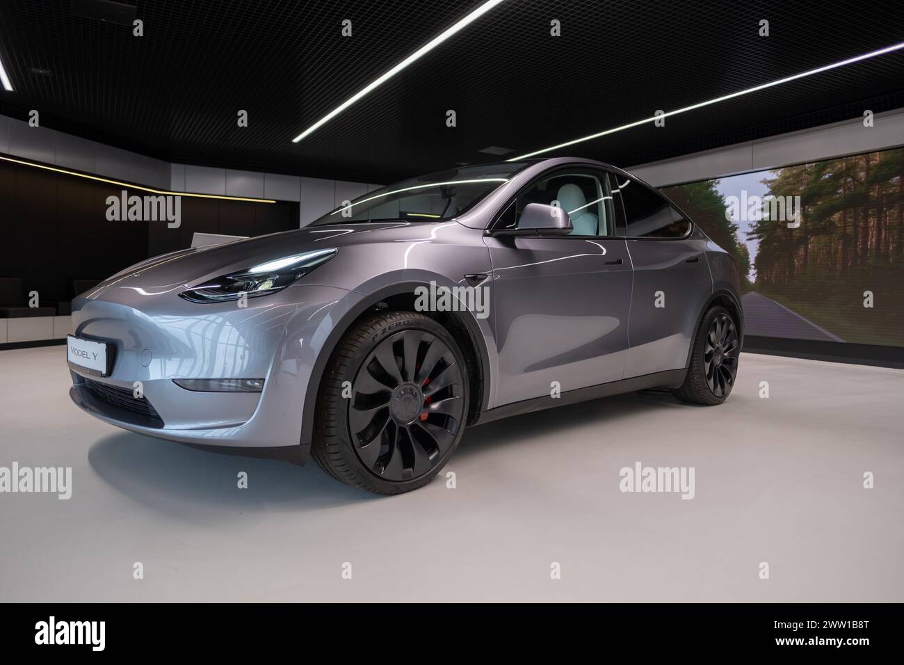new grey electric tesla model y performance quicksilver, automotive ...