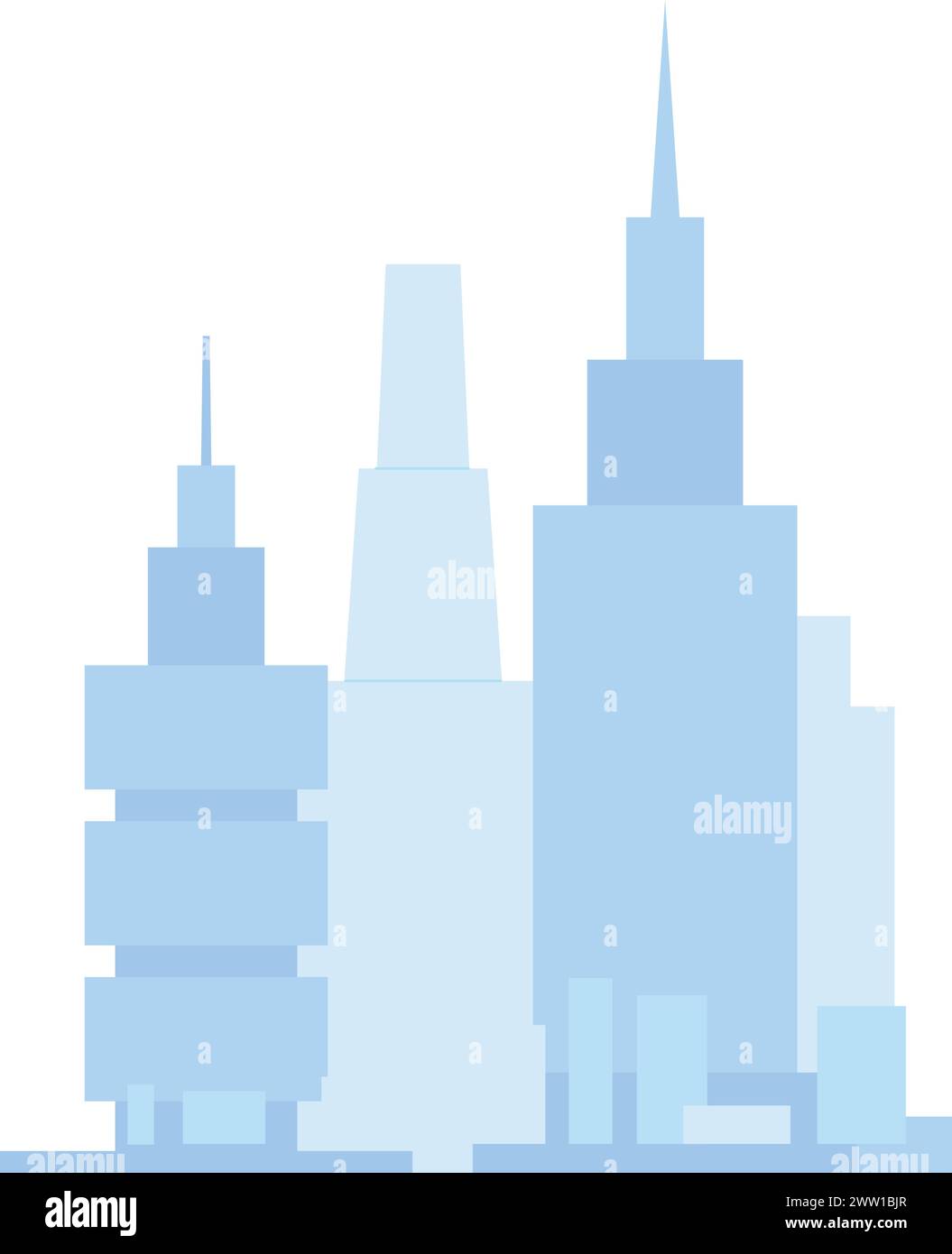 City skyscrapers blue silhouettes. High downtown buildings Stock Vector ...
