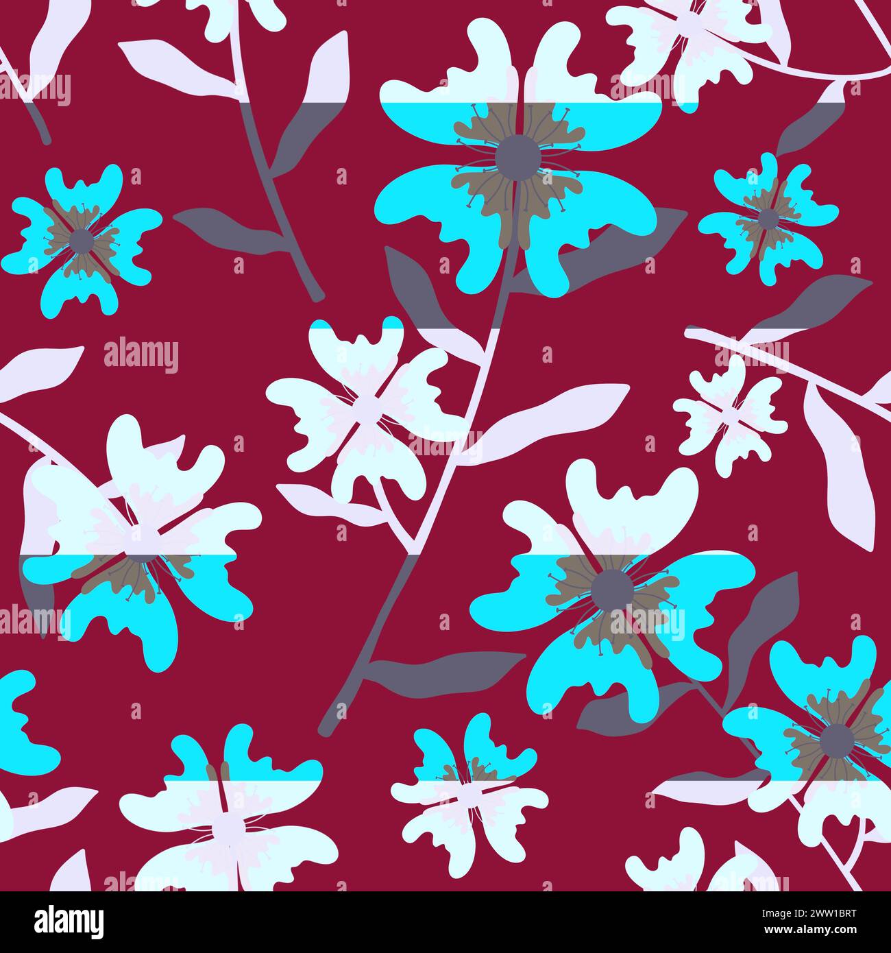 Cartoon summer retro floral seamless flower pattern for wrapping paper ...