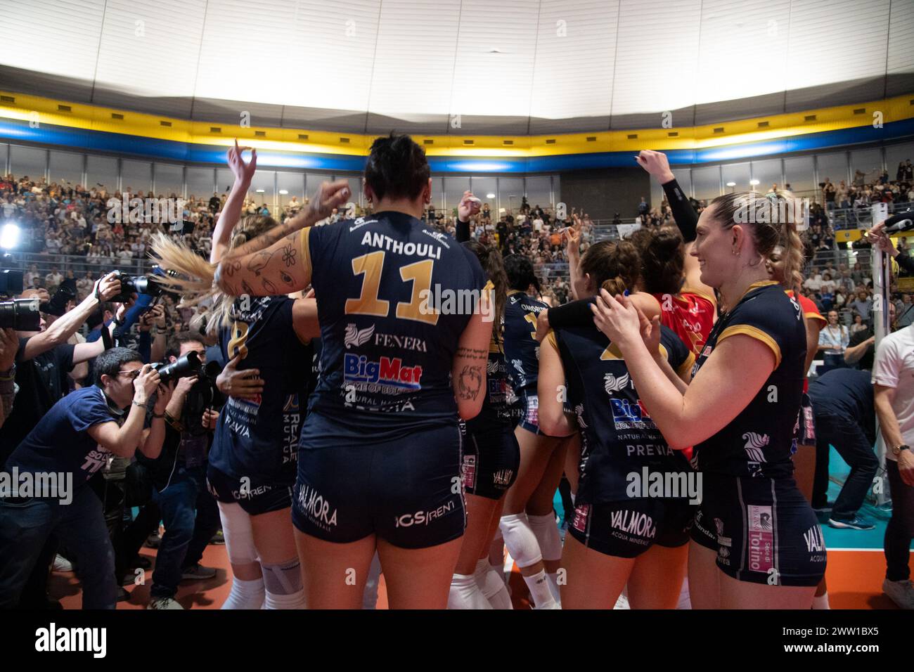 Torino, Italia. 20th Apr, 2023. Chieri Volley celebrates the victor of ...